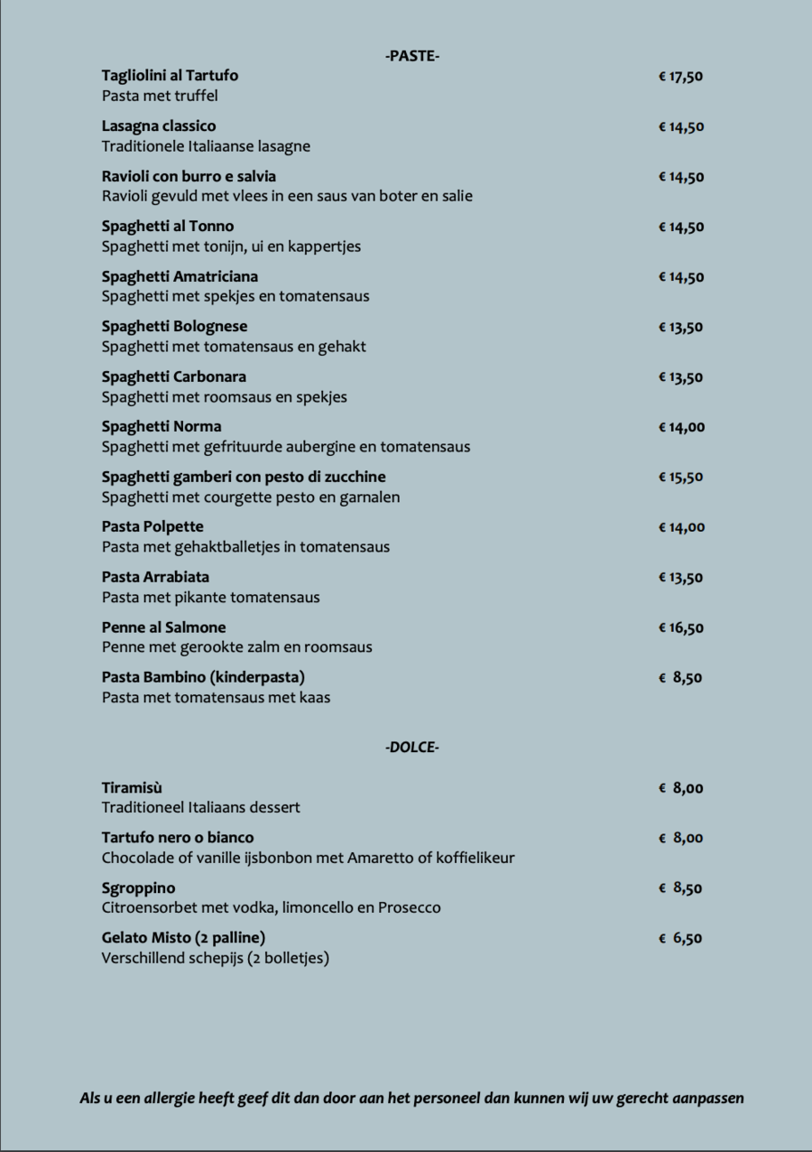 Menu - Pizzeria Caruso